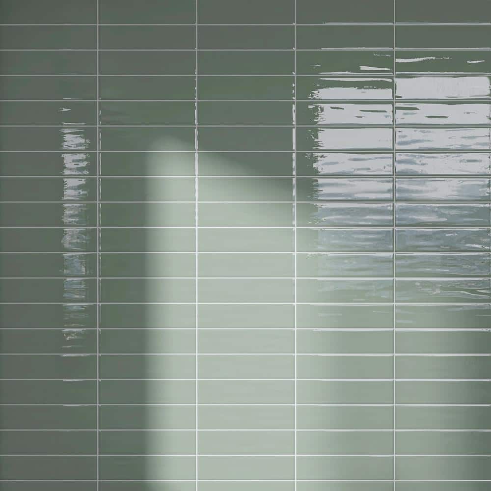 MOLOVO Zarati Jade Green 11.81 in. x 2.95 in. Polished Ceramic Tile ...