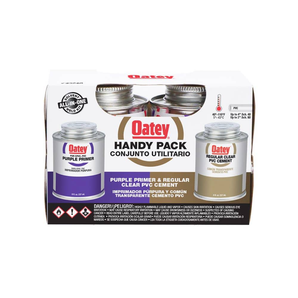 Oatey 8 oz. Purple CPVC and PVC Primer and Regular Clear PVC Cement ...