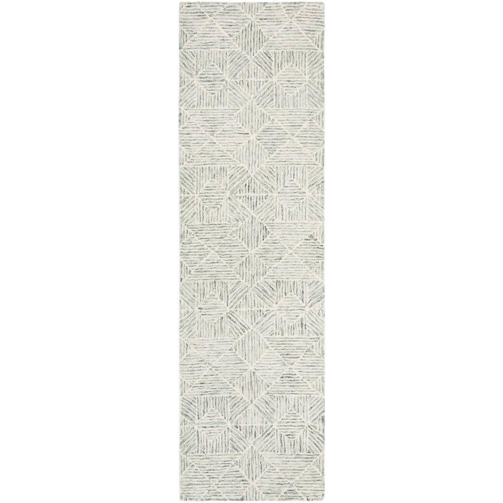 SAFAVIEH Abstract Light Green 2 ft. x 8 ft. Geometric Runner Rug ...