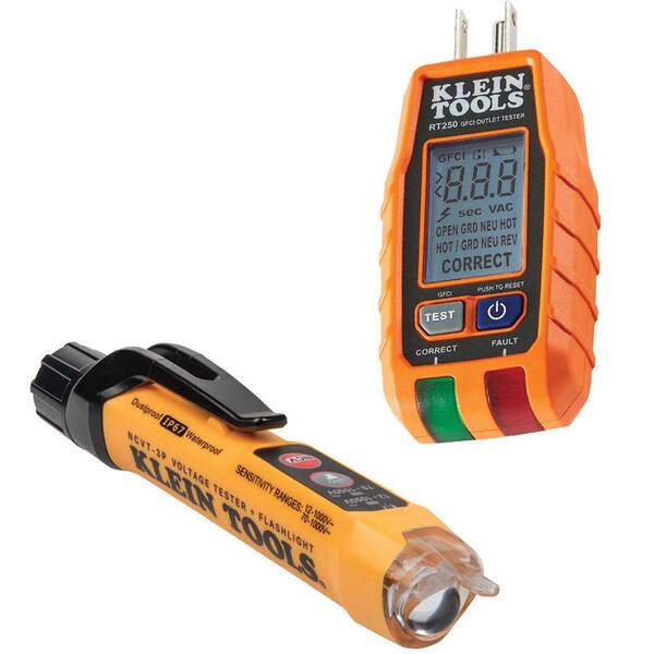 Klein Tools Dual-Range Non-Contact Voltage Tester and GFCI Receptacle ...