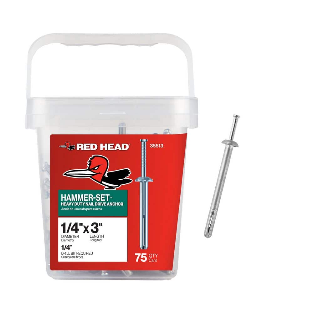 Red Head 1/4 in. x 3 in. Hammer-Set Nail Drive Concrete Anchors (75 ...