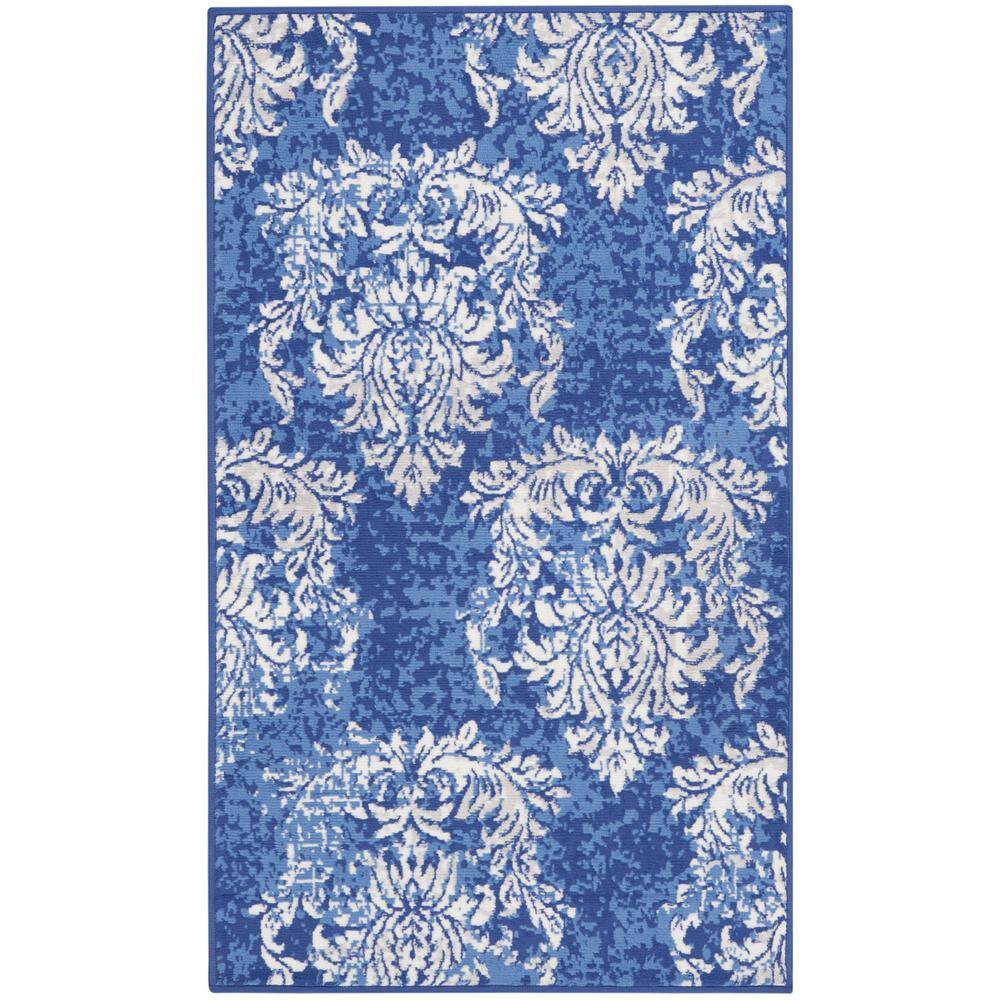 Nourison Whimsicle Navy Ivory 3 ft. x 5 ft. Floral Farmhouse Kitchen ...