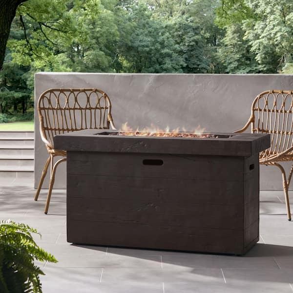 NOBLEMOOD 48 in. Propane Gas Fire Pit Table with Fabric Cover and Glass ...