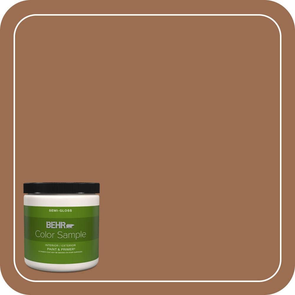 BEHR PREMIUM PLUS 8 oz. #PMD-88 Sorrel Brown Semi-Gloss Interior ...