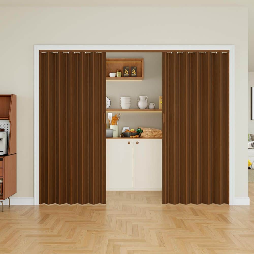 ARK DESIGN Blackout Door 96 in. x 80 in. Walnut Vinyl PVC Accordion ...