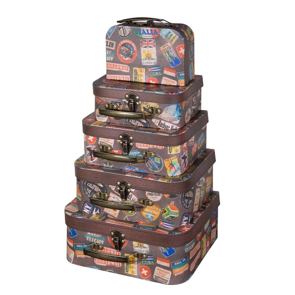 Afoxsos Durable Going Places Cardboard Decorative Box 5-Pack ...