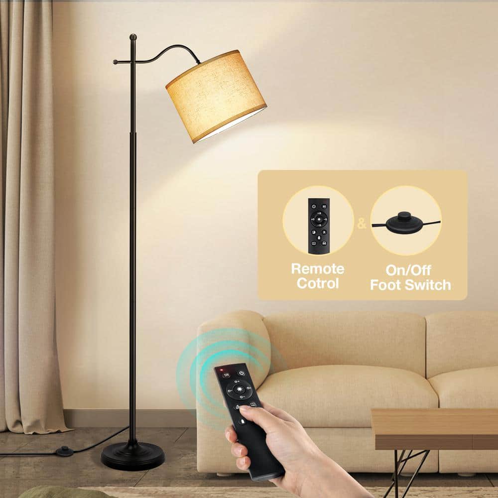 BICIK 67 in. Classic Black Mid-Century Modern 1-Light LED Energy ...