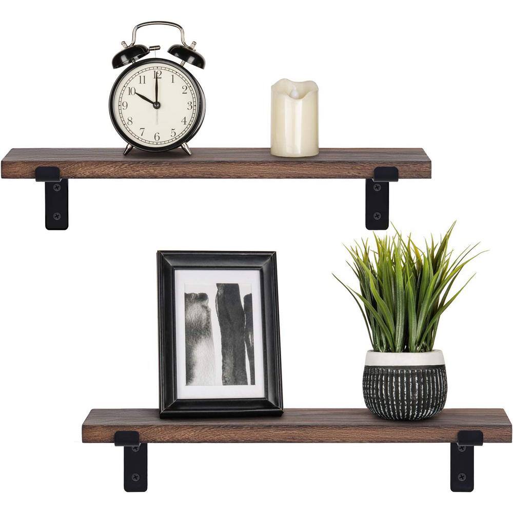 Cubilan 17 in. W x 5.9 in. D Brown Wood Composite Decorative Wall Shelf ...