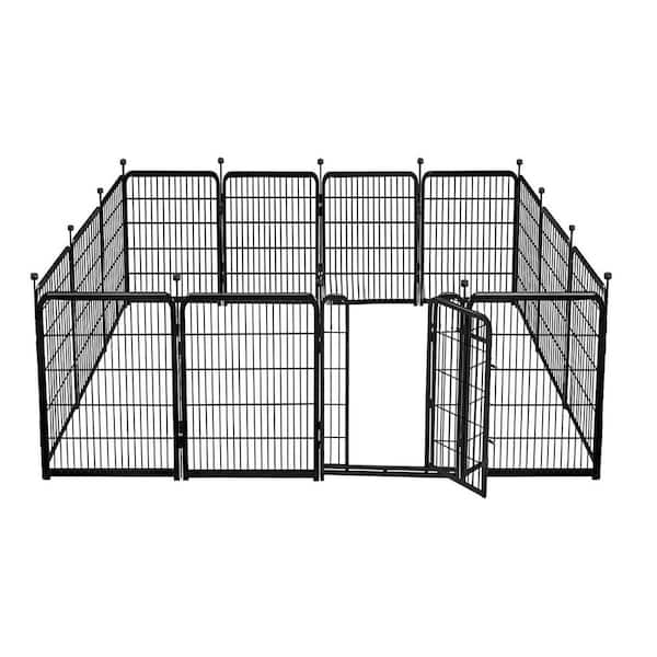 Justincity 27 in. Heavy Duty Iron Garden Fence with Wide Gate ...