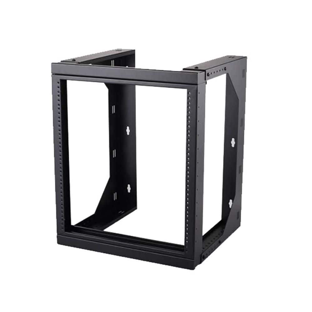 4XEM 9U 19.6 in Width Black Deep Open Rack – Wall Bracket, Steel 2‑Post ...
