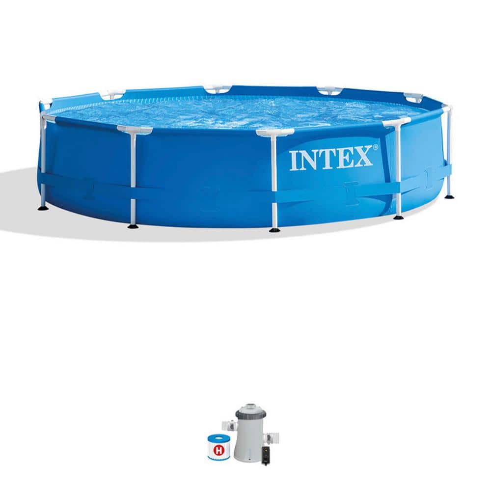Intex 10 ft. Round 30 in. Deep Above Ground Pool Set 28201EH-HD - The ...