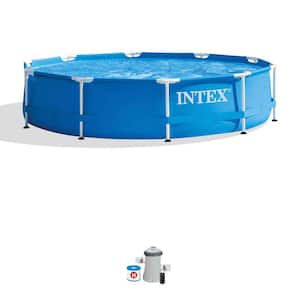 Bestway Steel Pro 10 ft. Round 30 in. Deep Above Ground Pool Set 56678E ...