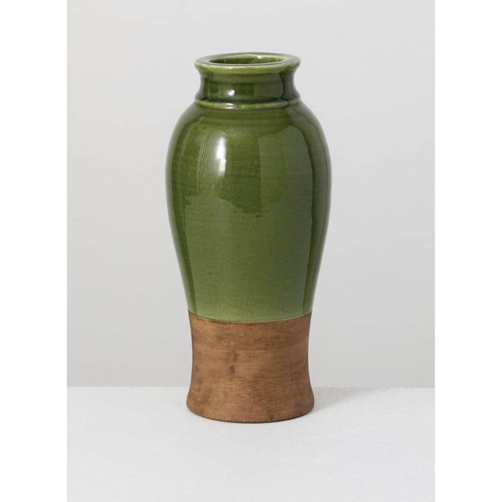SULLIVANS 13" Two-Toned Green and Brown Ceramic Vase CM2926 - The Home ...