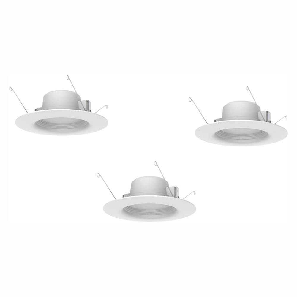 EcoSmart 5 in. and 6 in. White Integrated LED Recessed Trim (3-Pack) DL ...