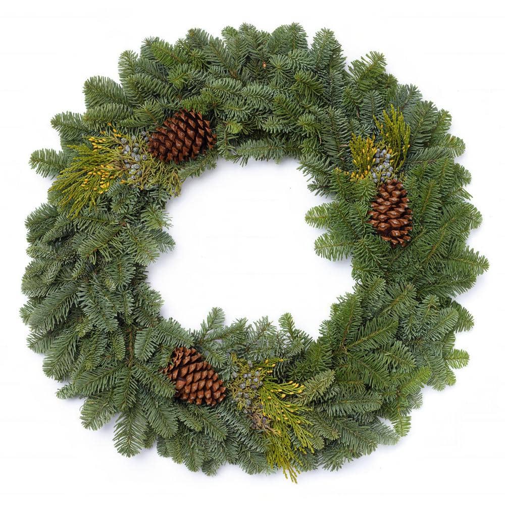 national PLANT NETWORK 24 in. Noble Fir Mixed Wreath HD1861 - The Home ...