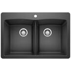 Blanco DIAMOND Dual Mount Granite Composite 33 in. 1-Hole 50/50 Double ...
