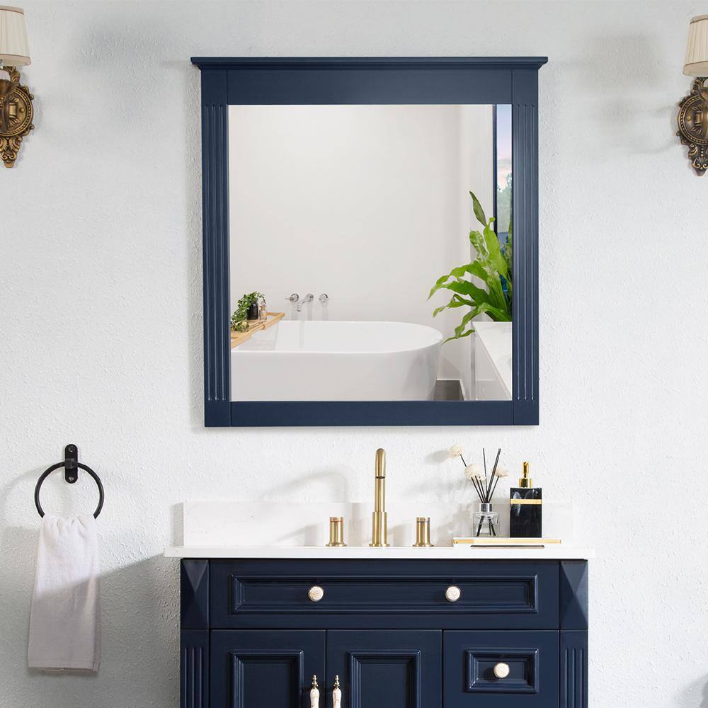 ANGELES HOME 32 in. W x 33 in. H Rectangular Solid Wood Framed Wall ...