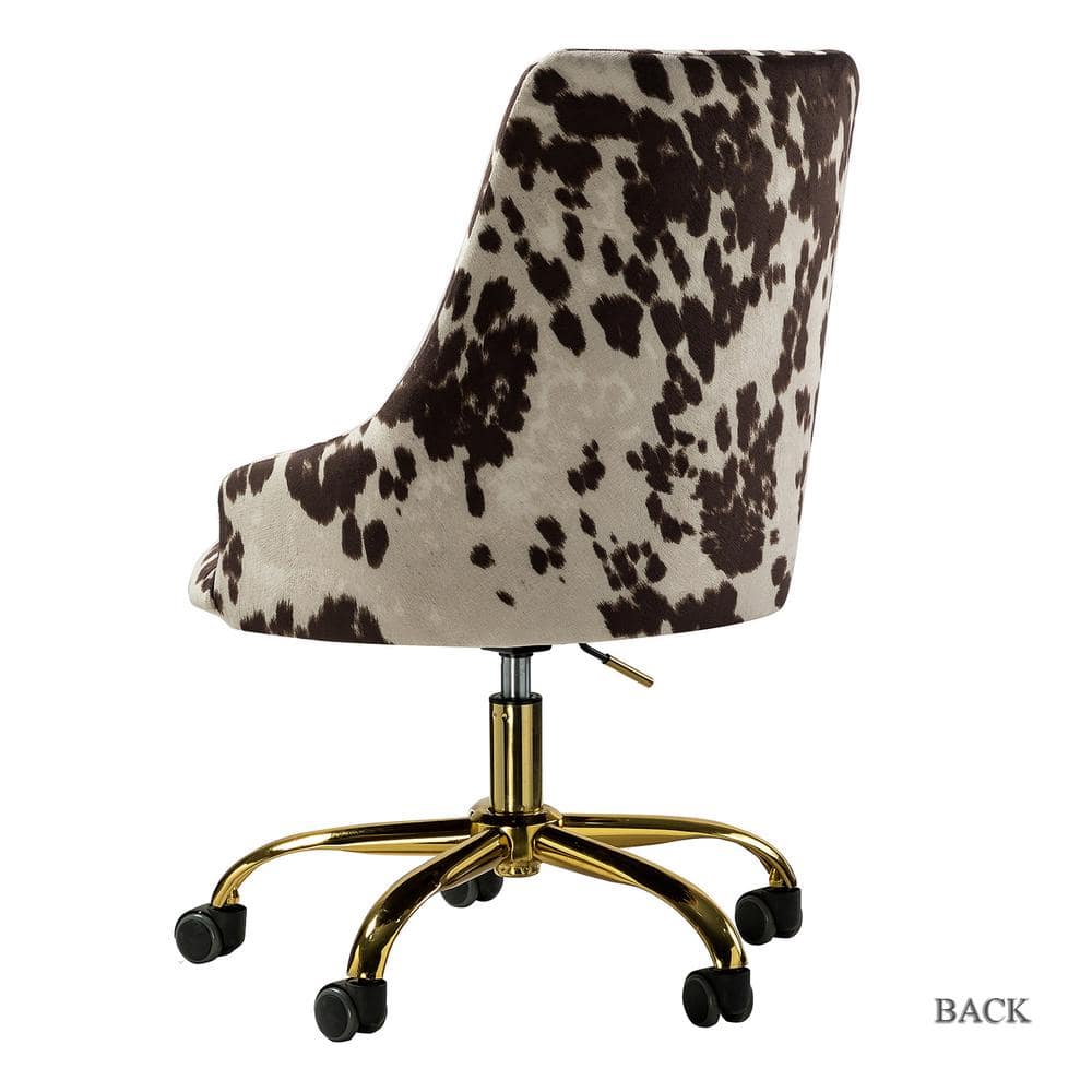 Brown white Wood Printed Fabric Office Chair Task Chairs with Foam ...