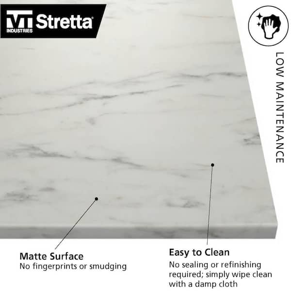 STRETTA 6 ft. White Laminate Countertop Kit with Full-Thickness Square ...