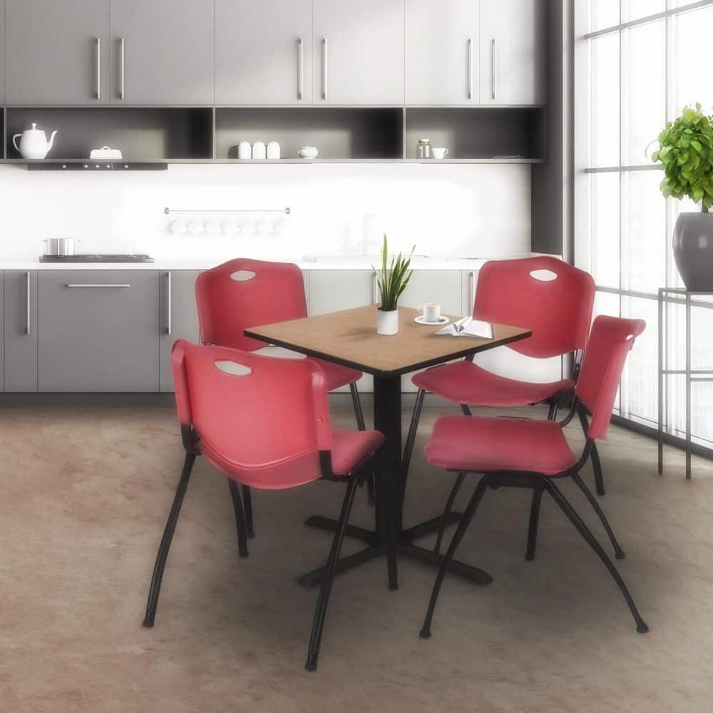 Regency Cain 30 in. Noble Oak Square Breakroom Table Desk and 4 M-Stack ...