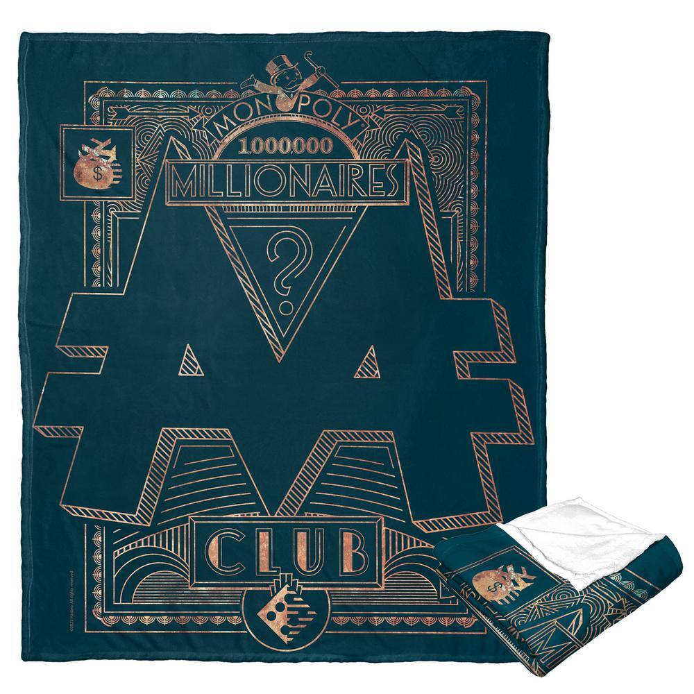 Teamson Kids Hasbro Monopoly Silk Touch Throw Blanket Millionare Club ...