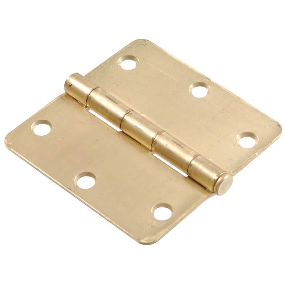 Hardware Essentials 3-1/2 in. Satin Brass Residential Door Hinge with 1 ...