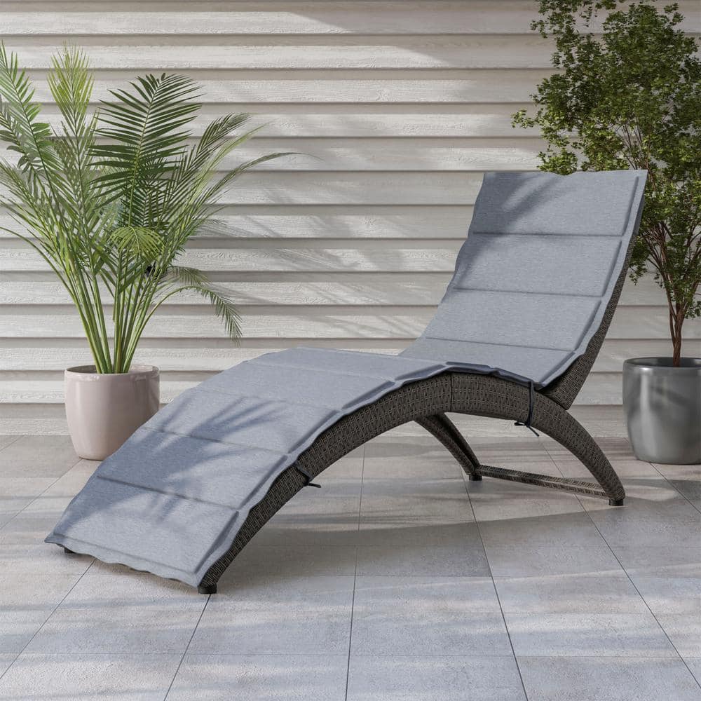 MUSE & LOUNGE Norris Fabric Metal Outdoor Chaise Lounge with Gray ...