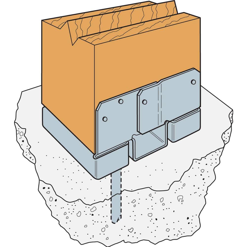 ABA ZMAX Galvanized Adjustable Standoff Post Base for 4x6 Nominal ...
