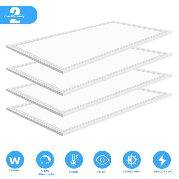 WYZM 2 ft. x 4 ft. 175-Watt Equivalent Integrated LED White Troffer ...