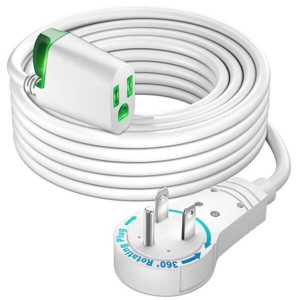 MAXIMM 10 ft. 16/3 Light Duty Indoor Extension Cord Angled Flat Plug ...