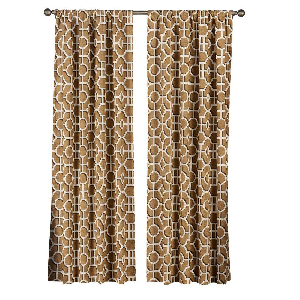 Creative Home Ideas Semi-Opaque Lenox 100% Cotton Extra Wide 84 in. L ...