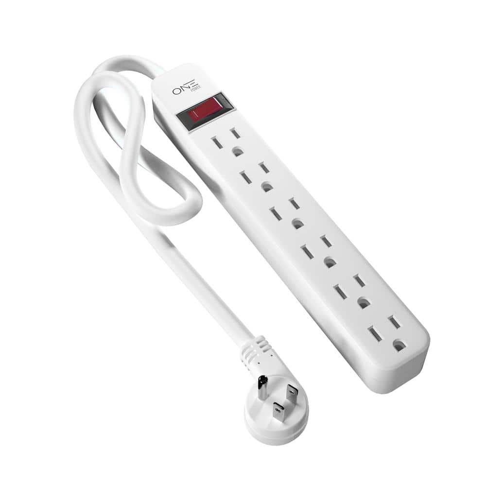 ProMounts 6 Outlet Power Strip with 2 ft. Cord and Low Profile Angled ...