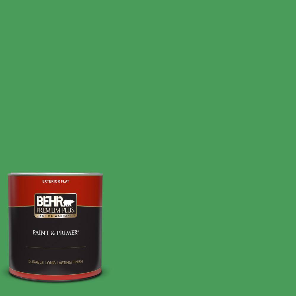 BEHR PREMIUM PLUS 1 qt. #P400-6 Clover Patch Flat Exterior Paint ...