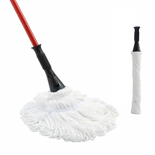 57 in. Red Microfiber Wet String Mop with An Extra Mop Head HP02TDZF02 ...