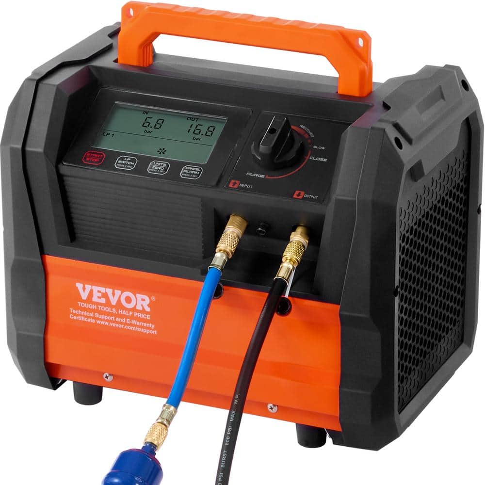 VEVOR Refrigerant Recovery Machine, 1 HP Dual Cylinder Portable AC ...