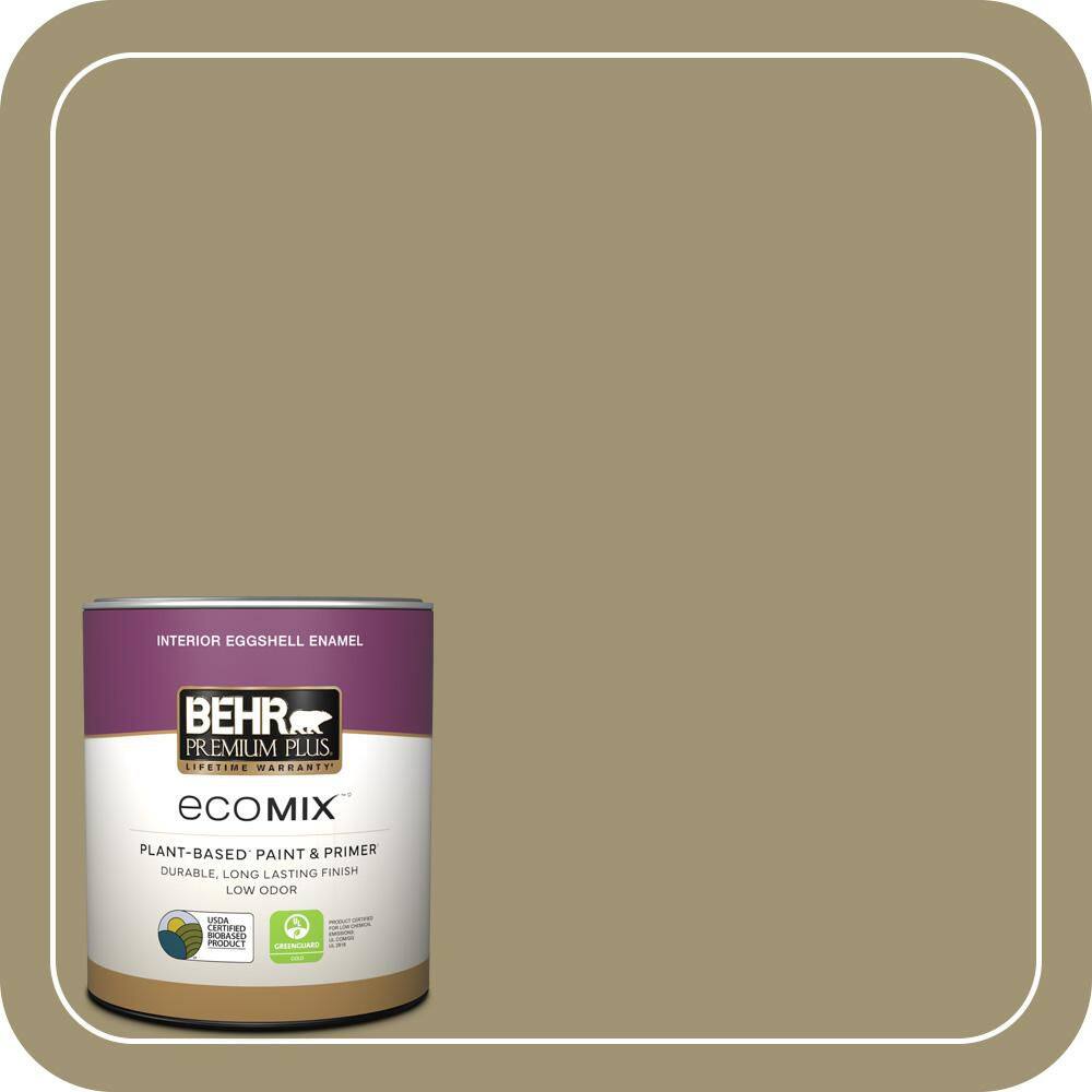 BEHR PREMIUM PLUS 1 qt. #380F-6 River Bank Eggshell Enamel EcoMix Plant ...