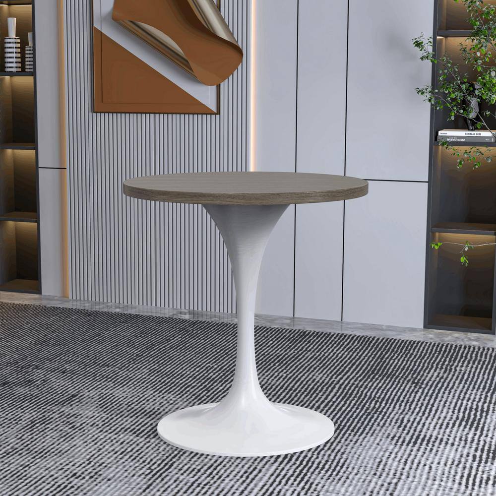 Leisuremod Verve Modern Dining Table with a 27 in. Round MDF Wood Tabletop and White Steel ...