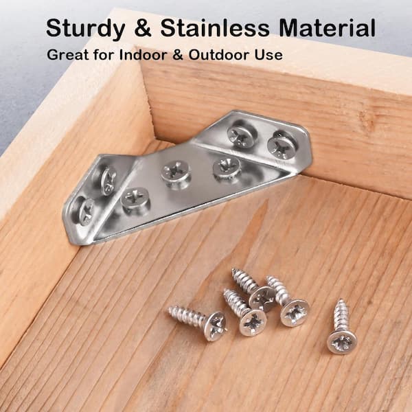 Angel Sar 24-Pack Universal Stainless Steel Furniture Corner Connectors ...