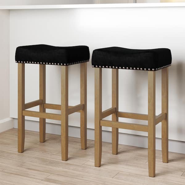 Nathan James Hylie 29 in. Nailhead Wood Pub-Height Counter Bar Stool ...