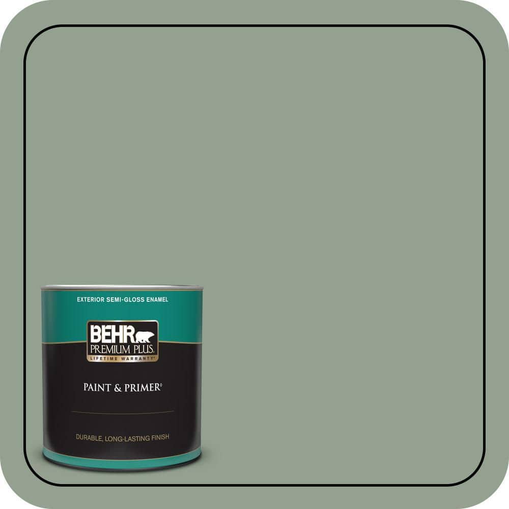 BEHR PREMIUM PLUS 1 qt. #N400-4 Forest Path Semi-Gloss Enamel Exterior ...