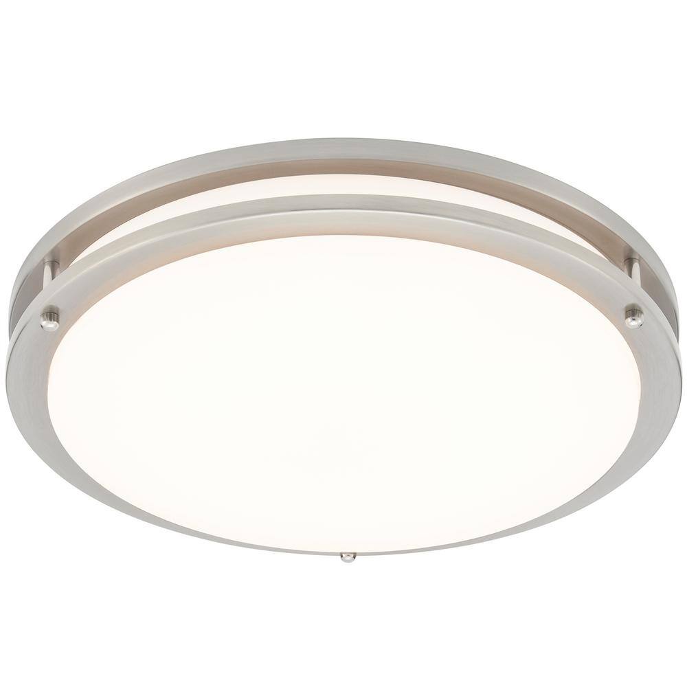Maxxima 14 in. Satin Nickel LED Ceiling Mount Fixture w/Motion Sensor ...