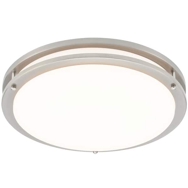 Maxxima 14 in. Satin Nickel LED Ceiling Mount Fixture w/Motion Sensor ...