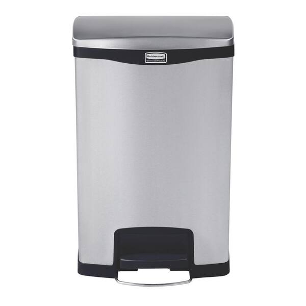 Rubbermaid Commercial Products Slim Jim Step-On Black 13 gal. Stainless ...