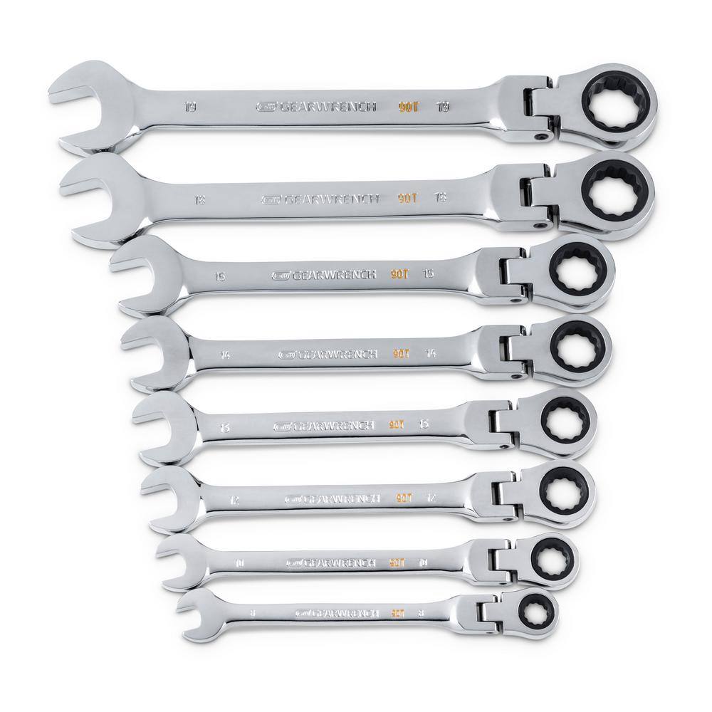 GEARWRENCH Standard And Flex Head SAE Combination Ratcheting Wrench Set
