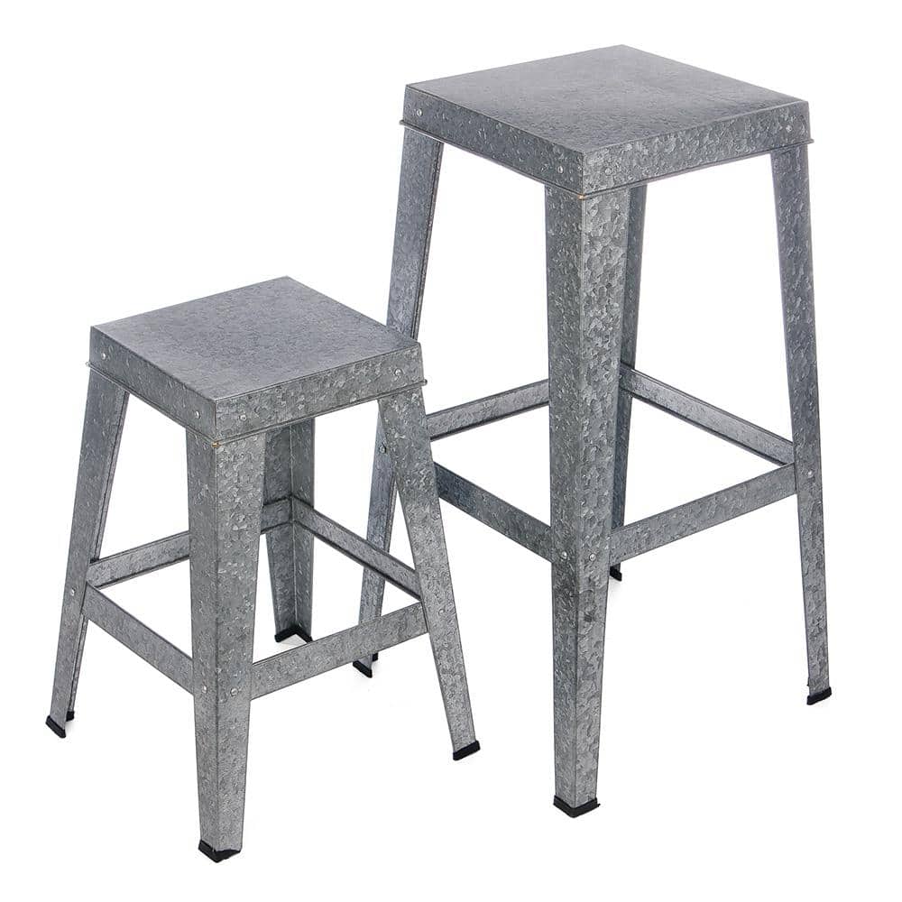 Bindle & Brass Galvanized Metal Decorative Stools (Set of 2) BBD-101597 ...