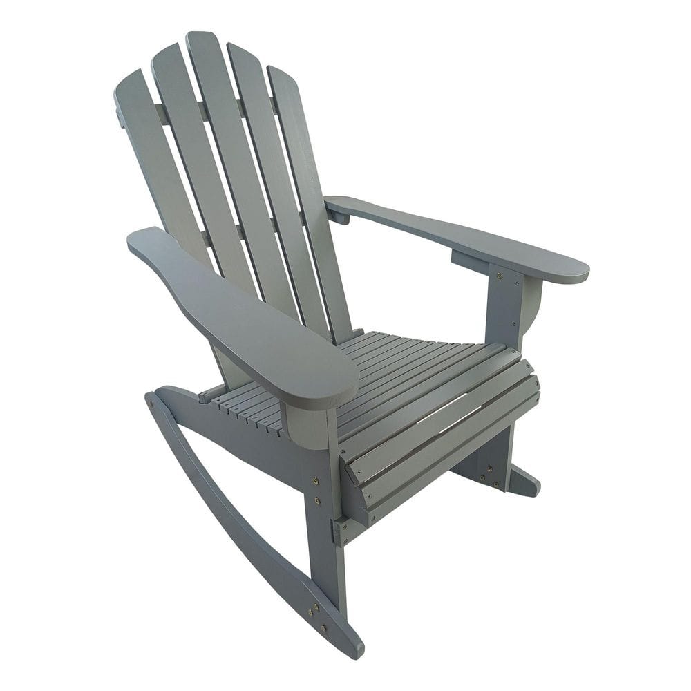 Classic Grey Folding Rocking Wood Adirondack Chair ADRD7145-G - The ...