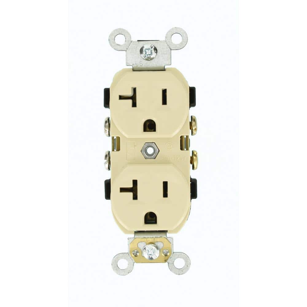 Leviton 20 Amp 125 V Commercial Grade Duplex Outlet/Receptacle, Ivory ...