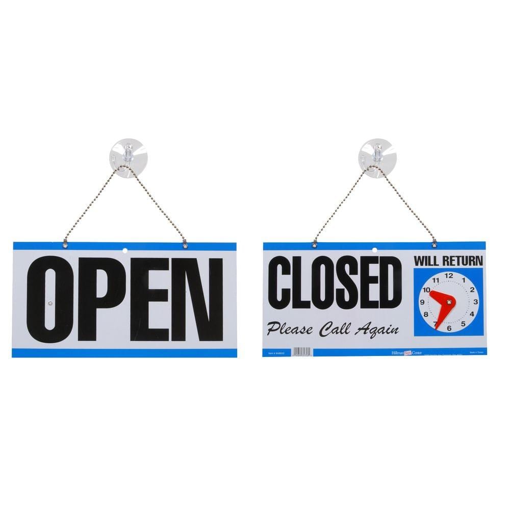 Hillman Open/Close Sign with Clock 848653 - The Home Depot