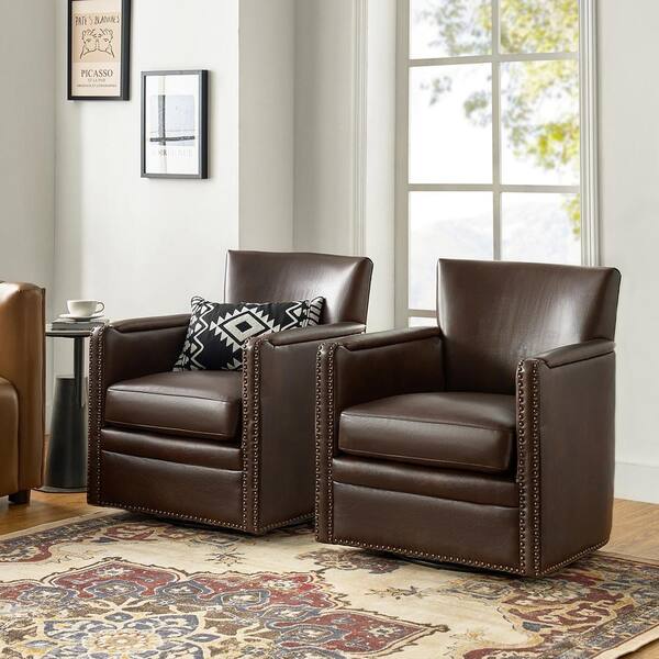 JAYDEN CREATION Amparo Chocolate 29 in. W Contemporary Genuine Leather ...