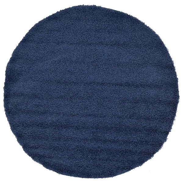 Blue Polypropylene 6 ft. x 6 ft. Solid Color Indoor Round Area Rug ...
